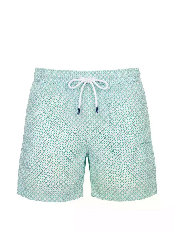 Fedeli Geometric-print Drawstring Swim Shorts