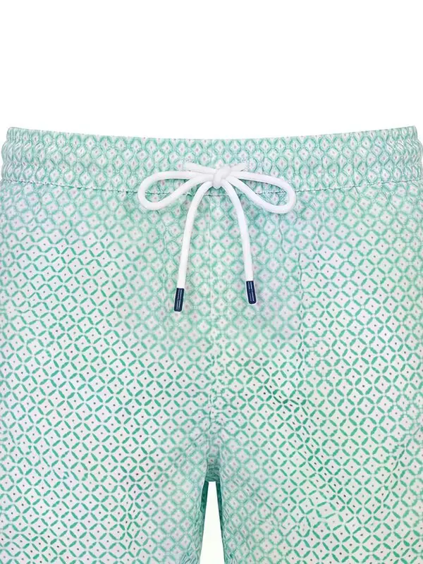 Fedeli Geometric Print Swim Shorts - Green