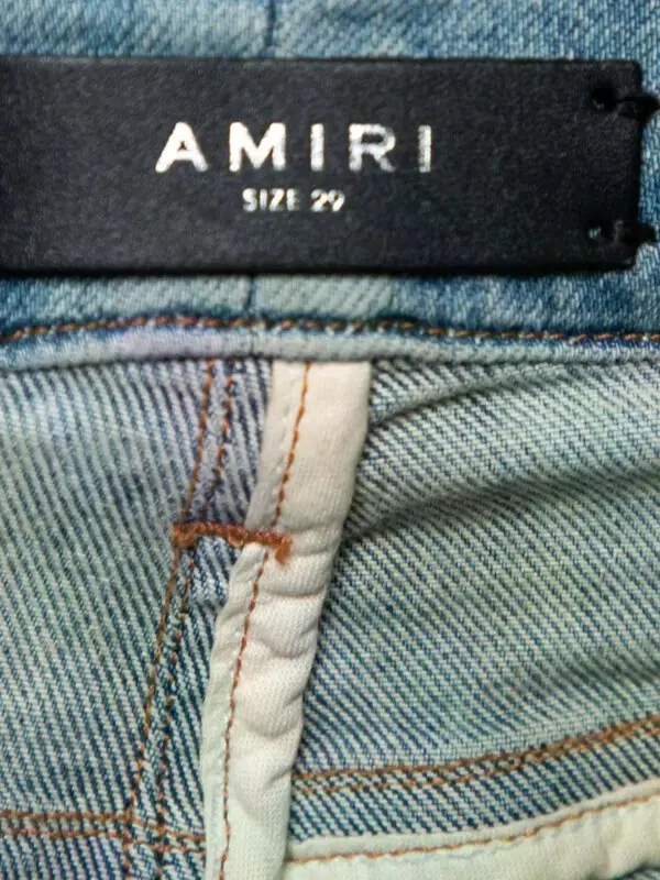 Amiri Distressed Crystal-embellished Jeans