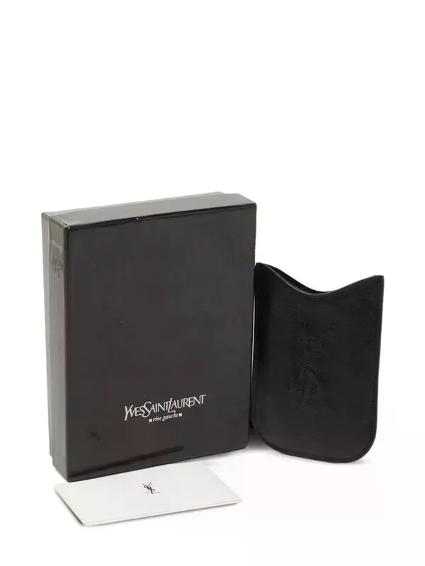 Saint Laurent Logo-embossed Leather Phone Cover