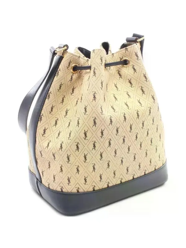 Saint Laurent 2010s Monogram Bucket Bag - Neutrals