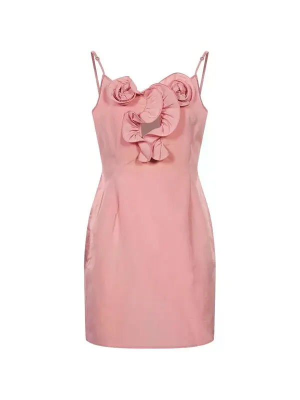 Magda Butrym Mini Ruffled Floral-appliqué Dress - Pink