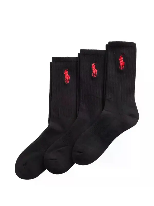Polo Ralph Lauren Embroidered Pony Crew Socks - Black