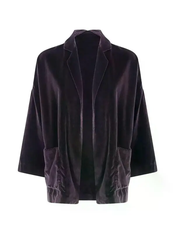 DANIELA GREGIS Velvet-effect Notch-lapel Oversized Jacket - Brown