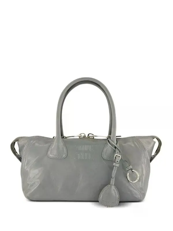 Miu Miu Logo-embossed Leather Shoulder Bag - Grey