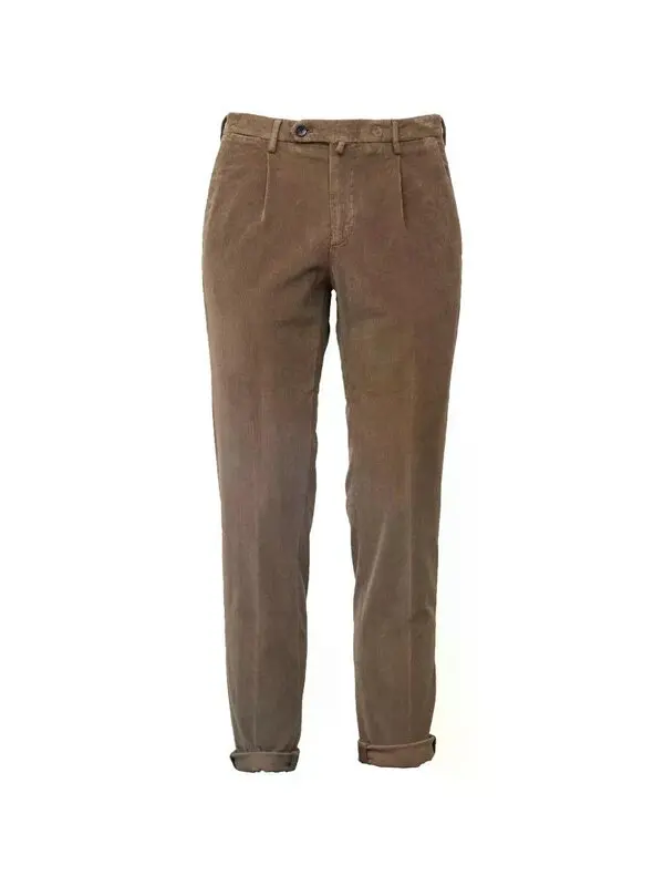 BRIGLIA 1949 Pleated Corduroy Trousers - Brown