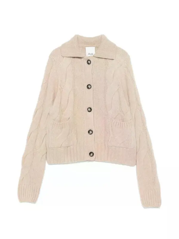 ALLUDE Cable Knit Button-up Cardigan
