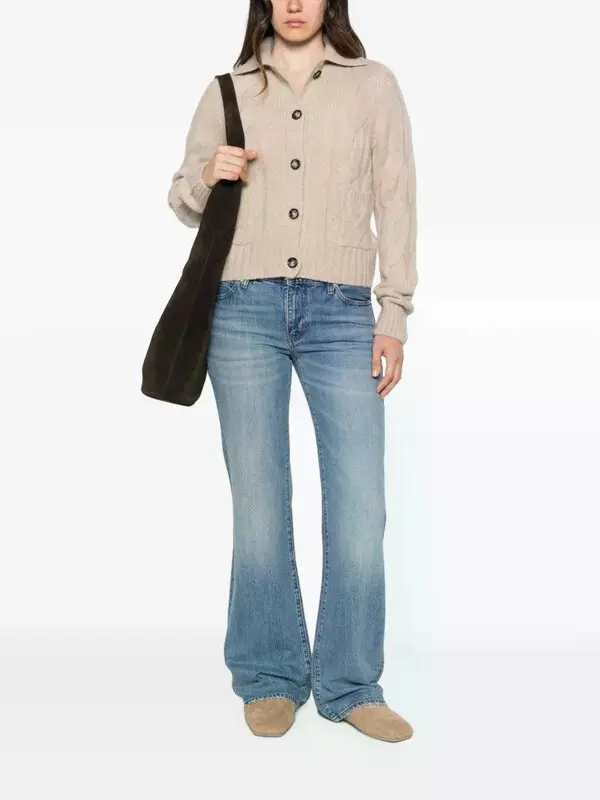 ALLUDE Cable Knit Button-up Cardigan