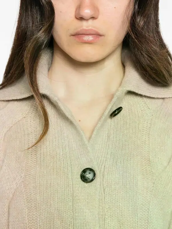 ALLUDE Cable Knit Button-up Cardigan