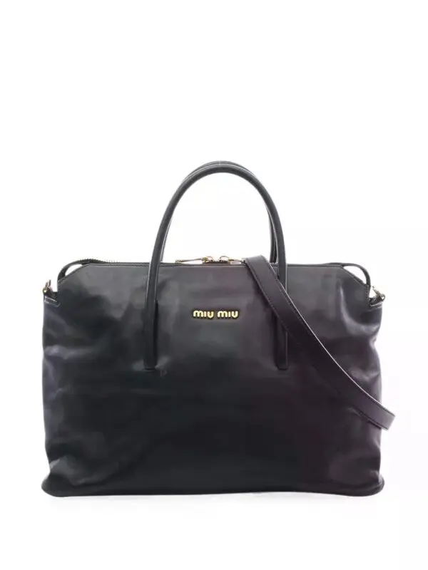 Miu Miu 2010s Leather Tote Bag - Black