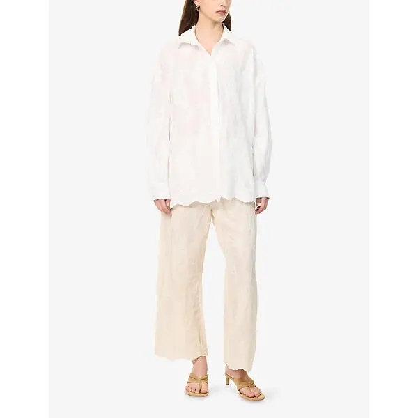 Dissh Cordelia Embroidered Cotton Cropped Trousers