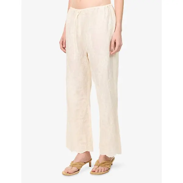 Dissh Cordelia Embroidered Cotton Cropped Trousers