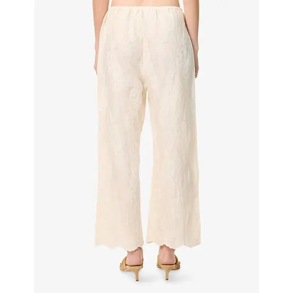Dissh Cordelia Embroidered Cotton Cropped Trousers