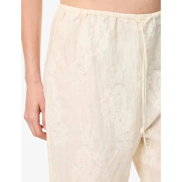 Dissh Cordelia Embroidered Cotton Cropped Trousers