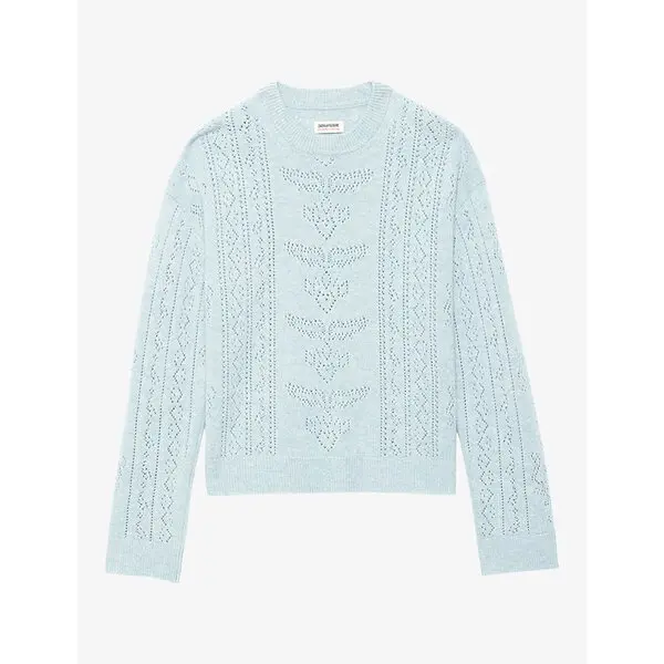 Zadig&Voltaire Markuz Pointelle-knit Wool And Cashmere-blend Jumper - Frozen