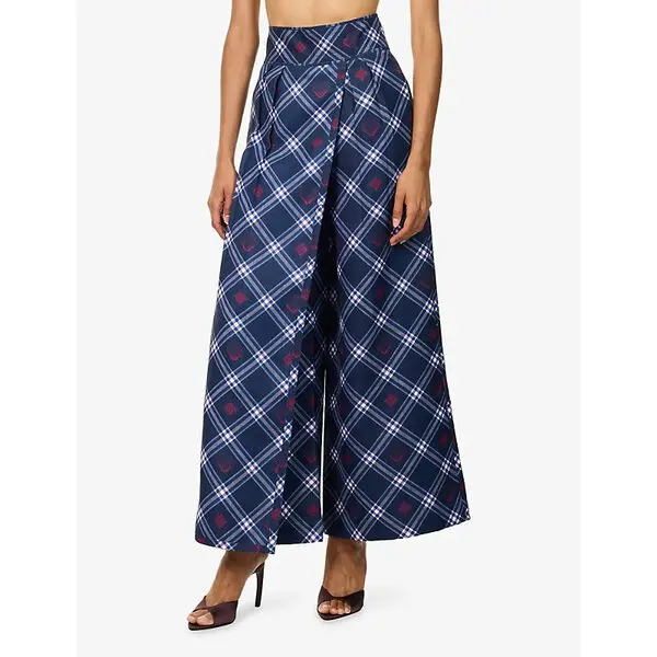 ARAM Pleated Monogram-print Tweed Trousers