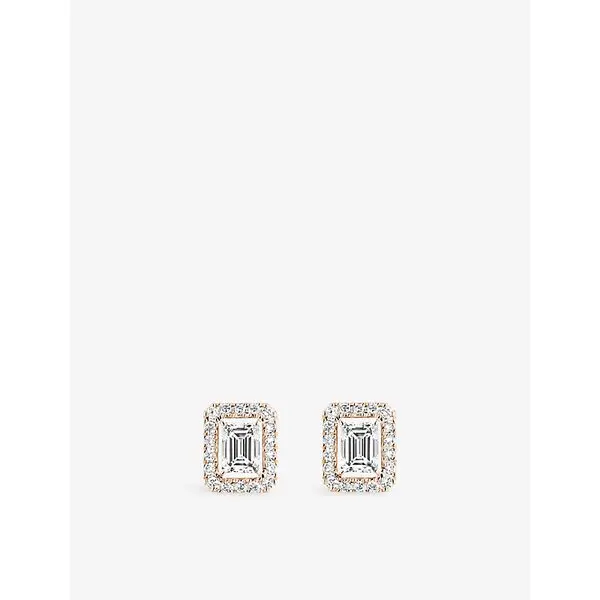 Messika 18ct Gold And Emerald-cut Diamond Earrings - Pink