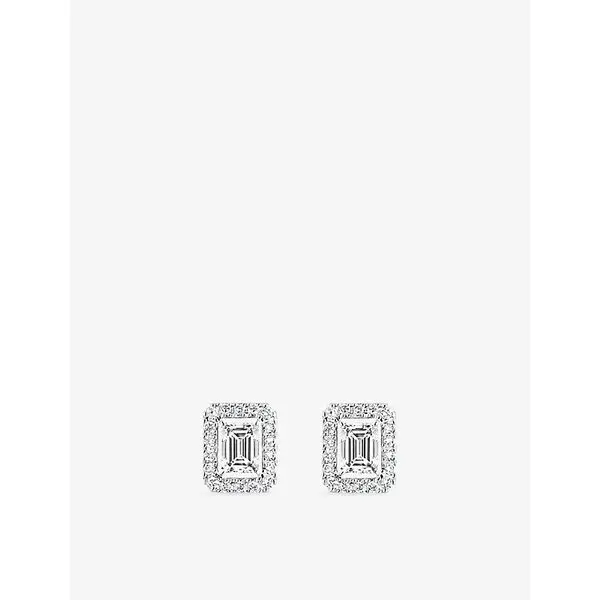Messika Joy Small 0.15ct 18ct -gold And Emerald-cut 0.40ct Diamond Earrings - White