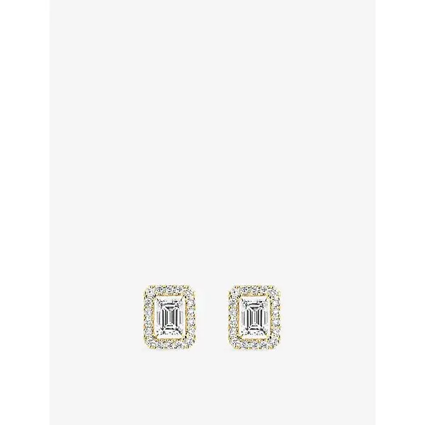 Messika 18ct Gold And Emerald-cut Diamond Earrings - Yellow