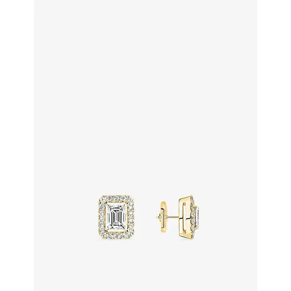 Messika 18ct Gold And Emerald-cut Diamond Earrings - Yellow