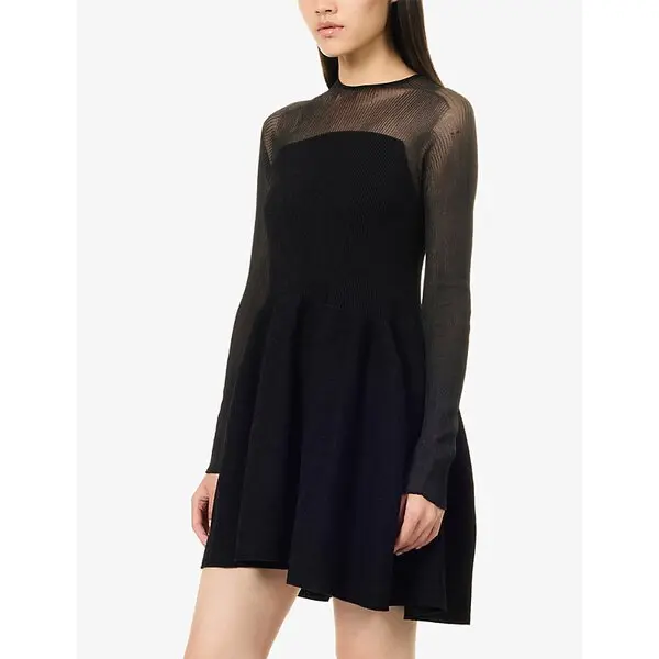 CFCL Pottery Velvet Bell-sleeve Knitted Mini Dress