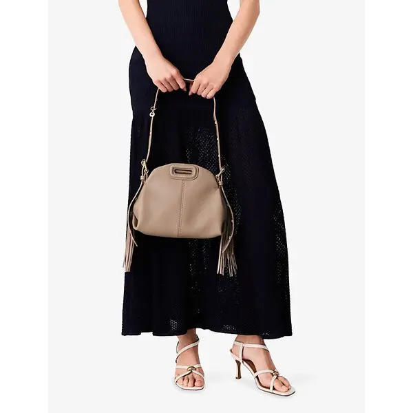 Maje Mini M Mini Grained-leather Bag