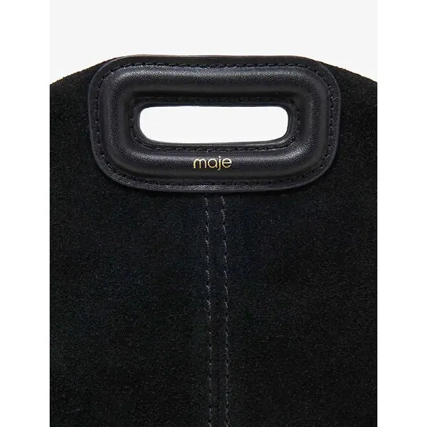 Maje Suede Shoulder Bag With Fringe Detail - Black