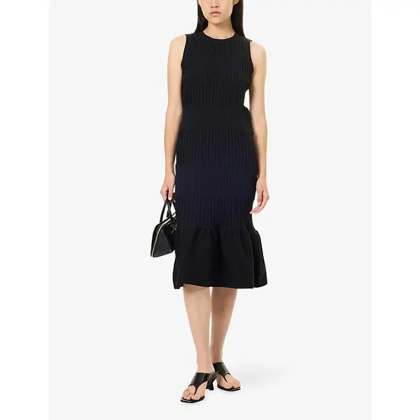 CFCL Fluted Mermaid Knitted Midi Dress - Black