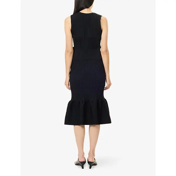 CFCL Fluted Mermaid Knitted Midi Dress - Black
