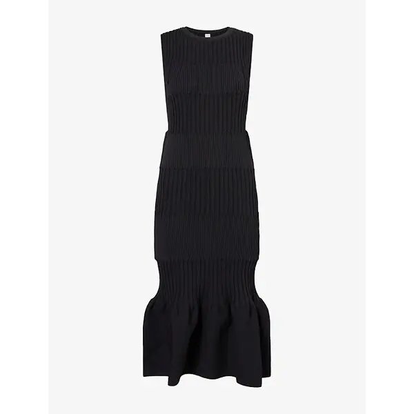 CFCL Fluted Mermaid Knitted Midi Dress - Navy
