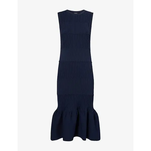 CFCL Fluted Mermaid Knitted Midi Dress - Navy