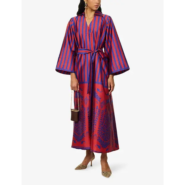ARAM Brand-print Relaxed-fit Satin Kaftan