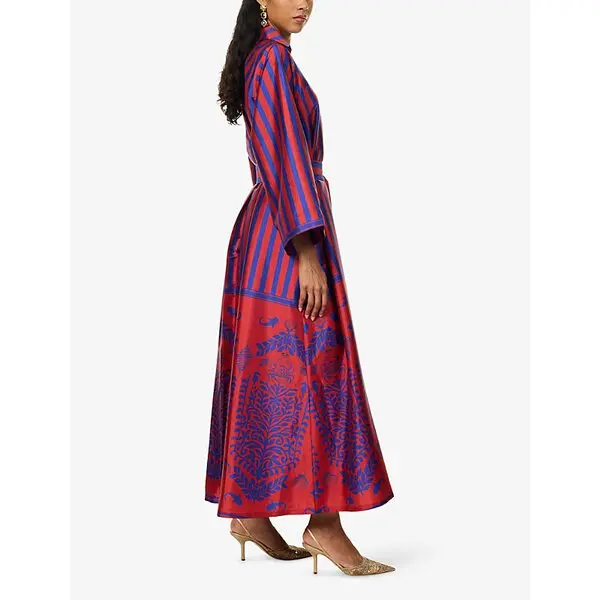 ARAM Brand-print Relaxed-fit Satin Kaftan