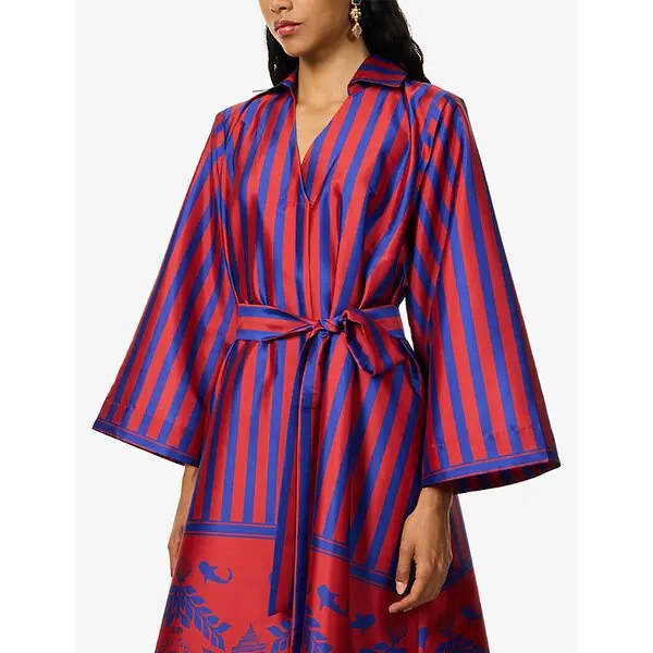 ARAM Brand-print Relaxed-fit Satin Kaftan