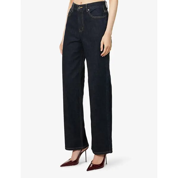 SELF-PORTRAIT Straight-leg High-rise Denim Jeans