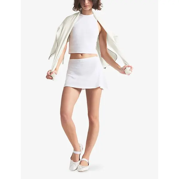 SKIMS Drop Needle Pointelle Cotton-jersey Mini Skirt