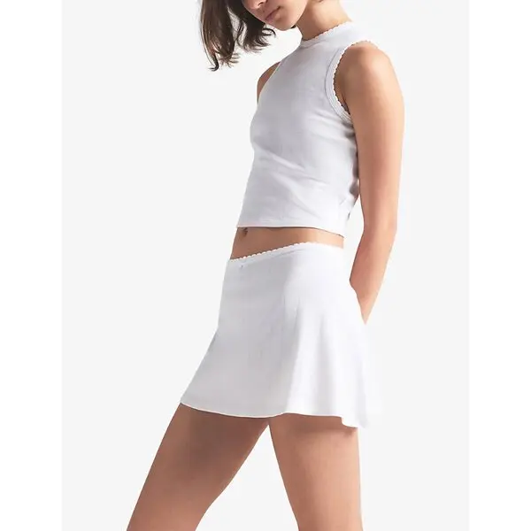 SKIMS Drop Needle Pointelle Cotton-jersey Mini Skirt