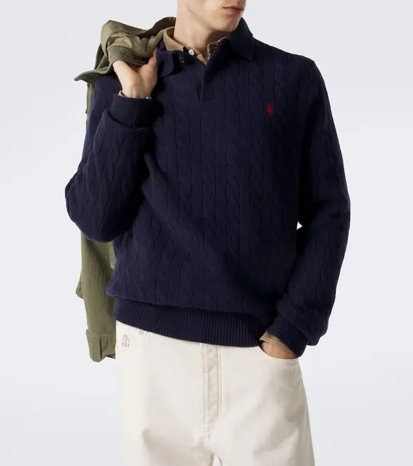 Polo Ralph Lauren Cable-knit Wool And Cashmere Polo Sweater