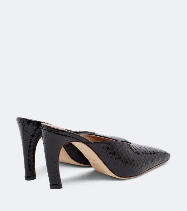 MALONE SOULIERS Rowe Croc-effect Patent Leather Mules