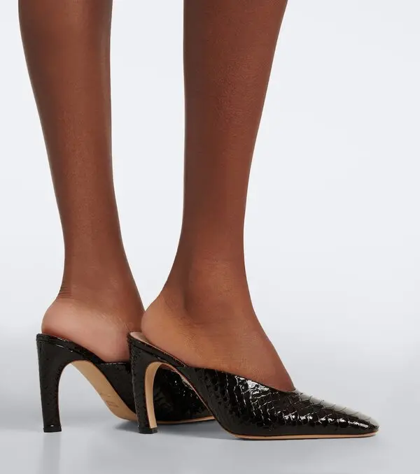 MALONE SOULIERS Rowe Croc-effect Patent Leather Mules