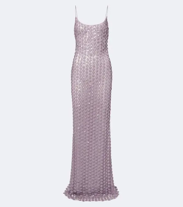 THE NEW ARRIVALS ILKYAZ OZEL Sequined Tulle Gown - Purple