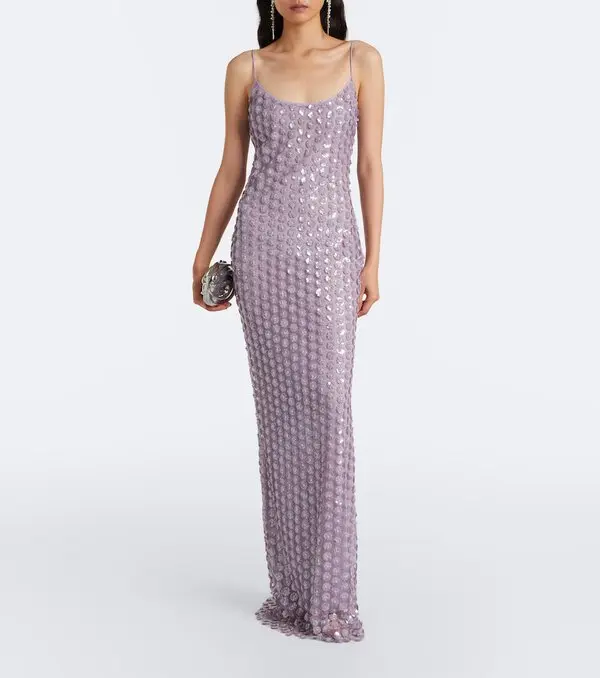 THE NEW ARRIVALS ILKYAZ OZEL Sequined Tulle Gown