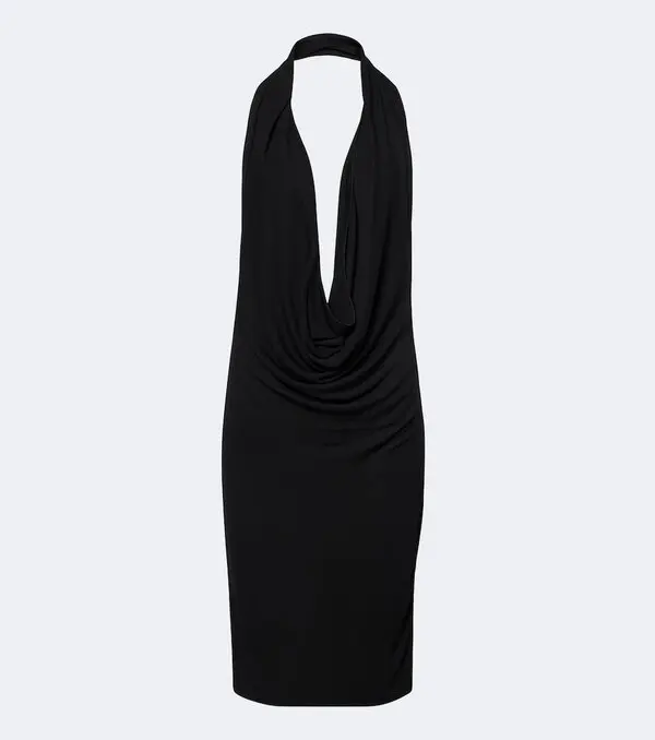 Gucci Draped Halterneck Crepe Jersey Minidress