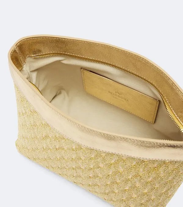 Missoni Mini Leather-trimmed Lame Pouch