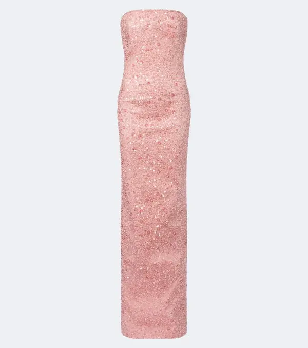 THE NEW ARRIVALS ILKYAZ OZEL Nara Sequined Strapless Gown - Pink