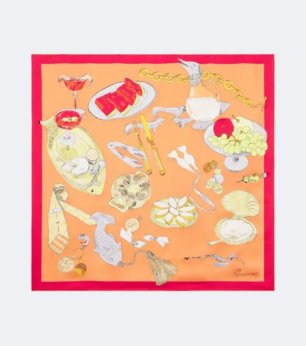Jacquemus Cocktail Silk Scarf - Orange