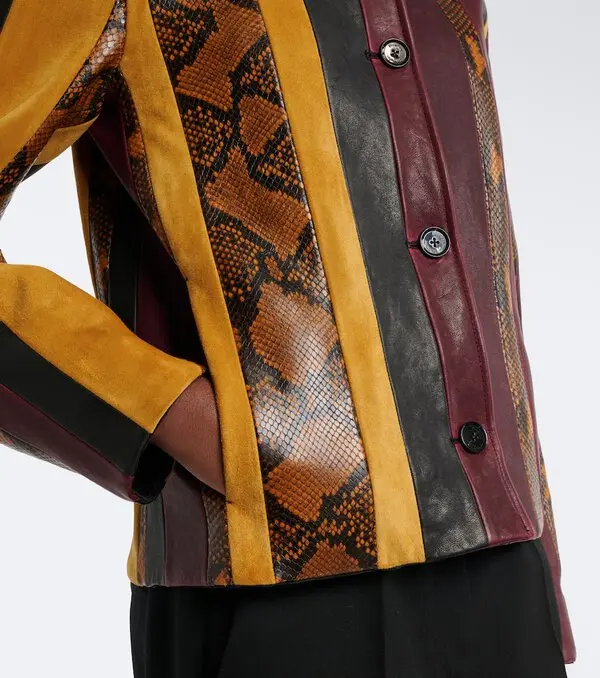 Proenza Schouler Sirine Snake-effect Striped Leather Jacket