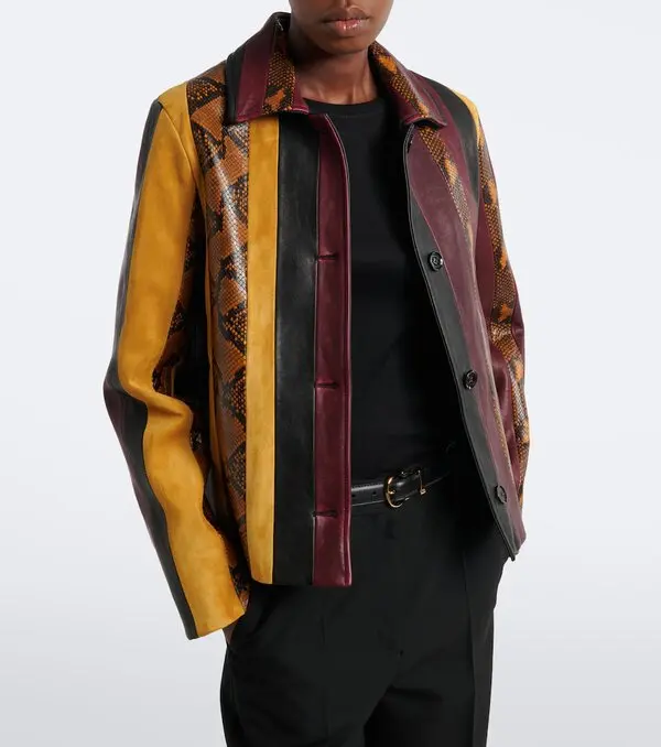 Proenza Schouler Sirine Snake-effect Striped Leather Jacket