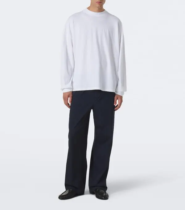 THE ROW Pascale Cotton-blend Poplin Straight Leg Trousers