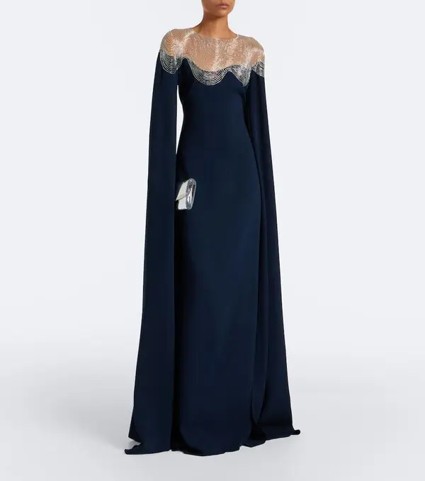 Oscar De La Renta Embellished Silk-blend Georgette Gown
